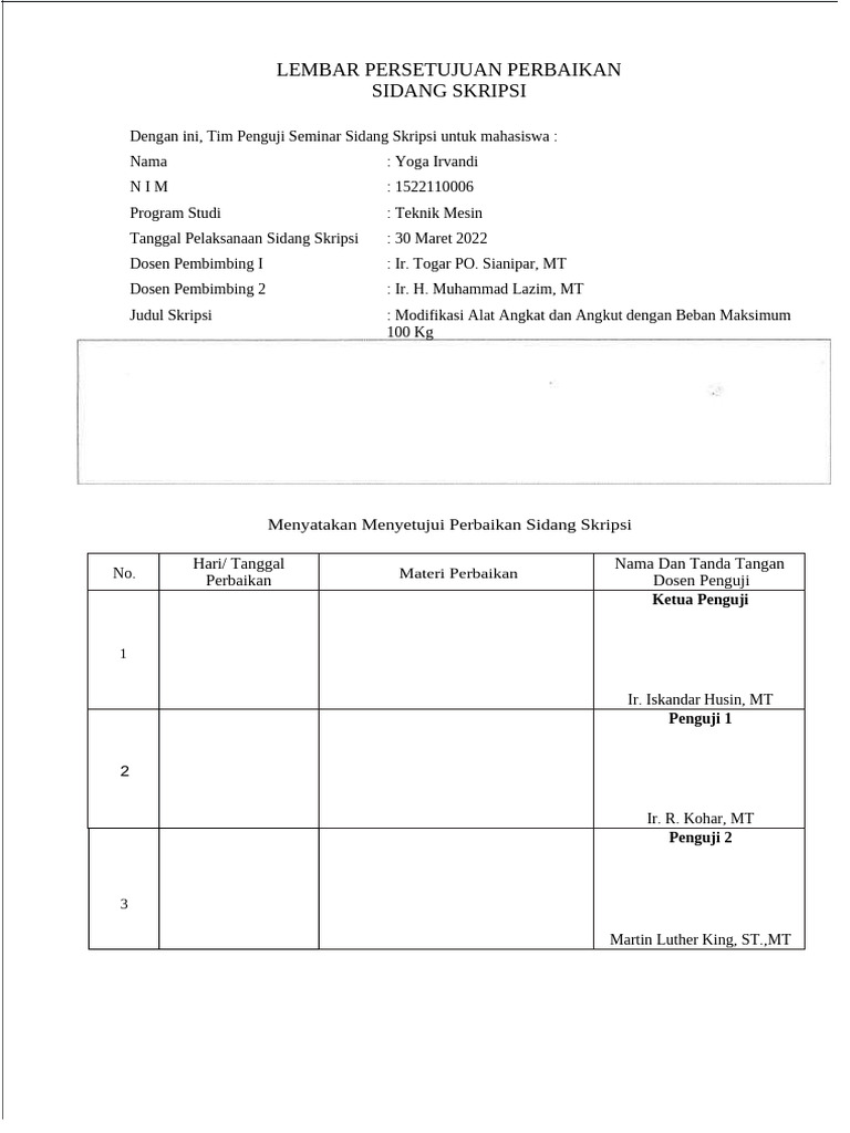 Form Perbaikan Sidang Skripsi | PDF