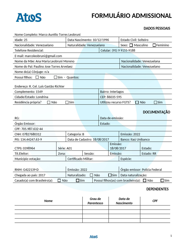 Formularios | PDF | Brasil