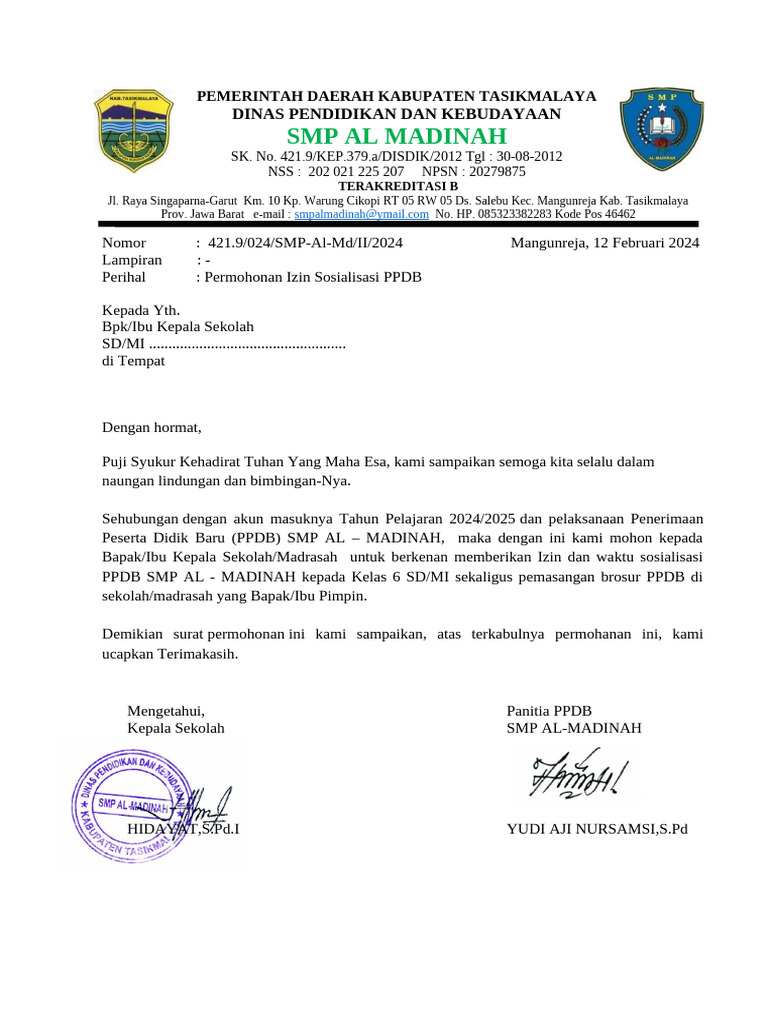 surat ppdb 2024 | PDF