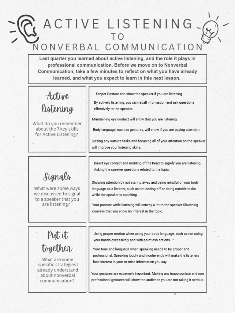 Active Listening & Nonverbal Skills | PDF
