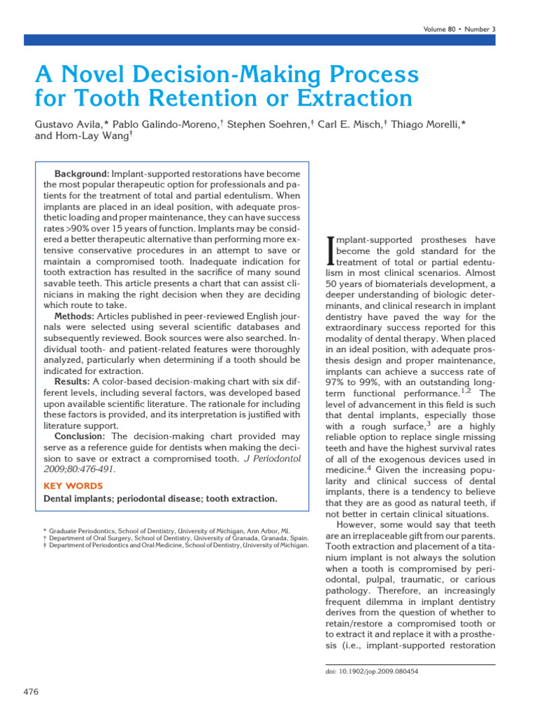 Journal of Periodontology - 2009 - Avila - A Novel Decision Making ...