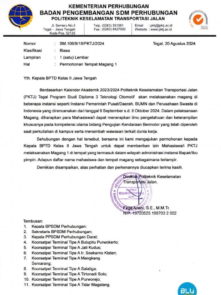 BPTD Kelas II Jawa Tengah | PDF