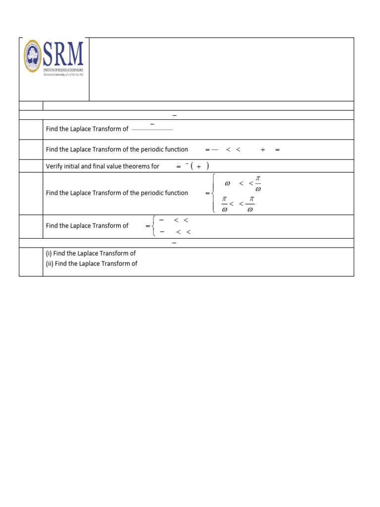 Unit 3 Laplace Transform Tutorial 1 | PDF
