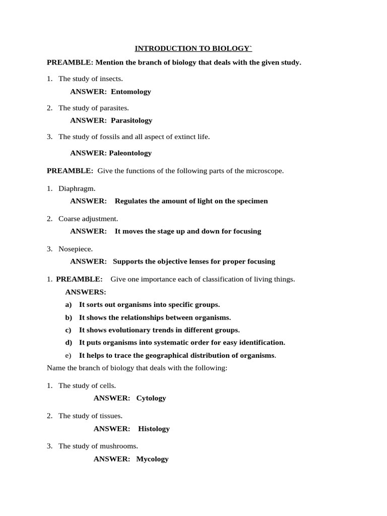 Introduction To Biology-1 | PDF | Microscope | Biology