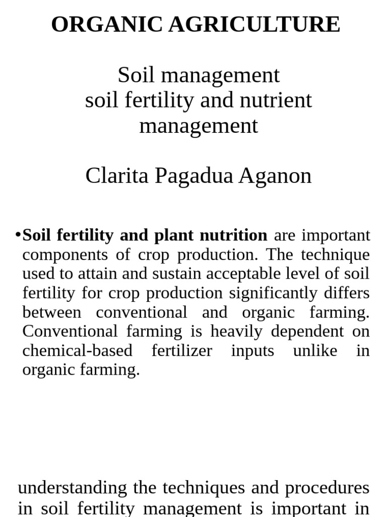 Organic Agriculture | PDF | Plant Nutrition | Soil