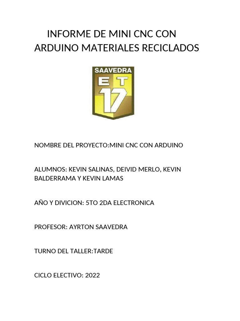 Informe de CNC Con Arduino | PDF | Control numerico | Procesos industriales