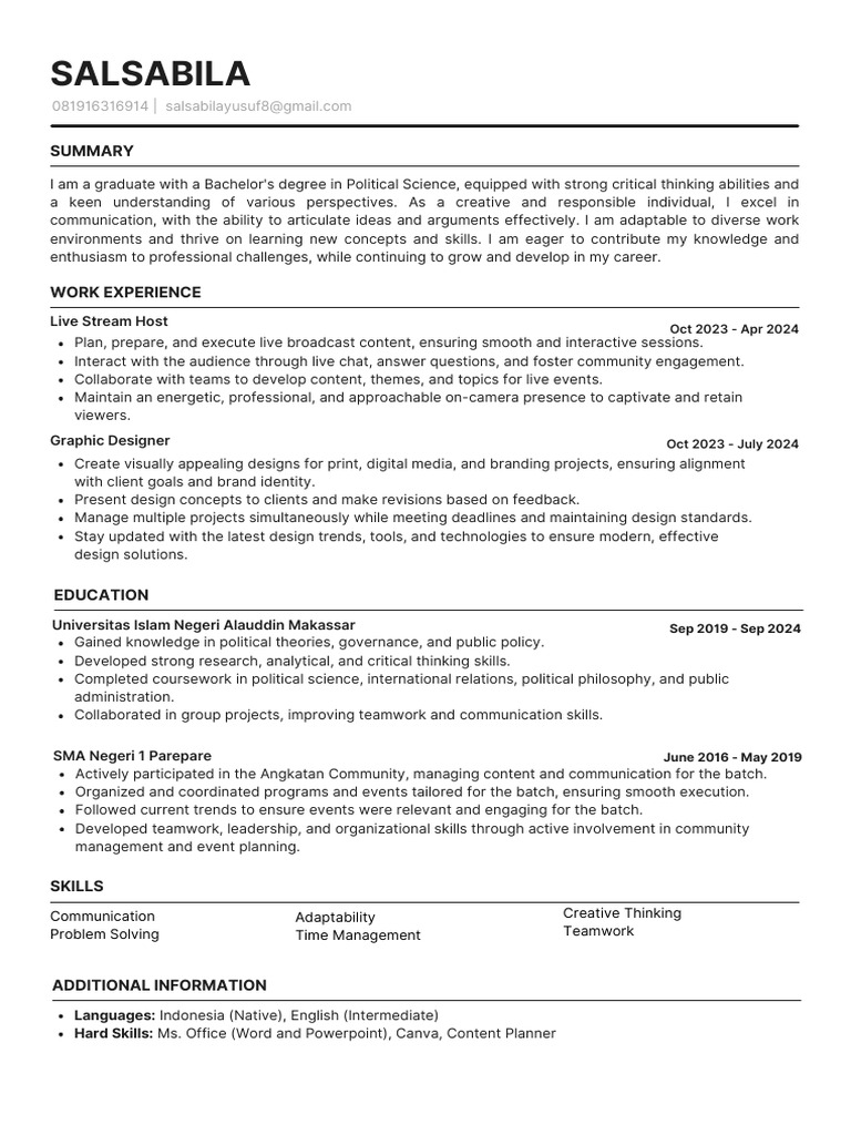 Creative Political Science Graduate | PDF | Communication | Design