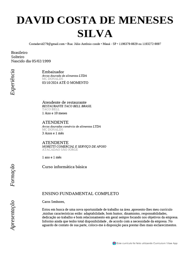 Currículo Davi | PDF