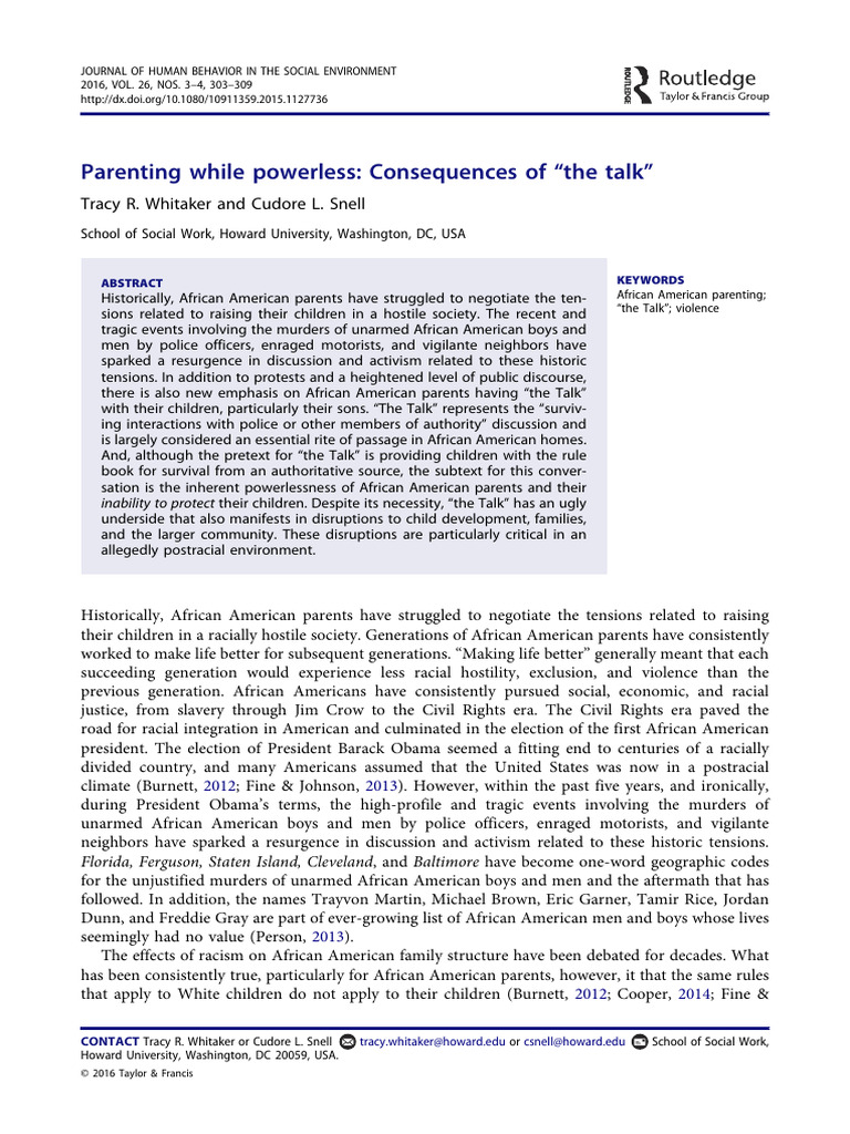 Whitaker and Snell Parenting While Powerless The Talk | PDF | Adolescence | Anger