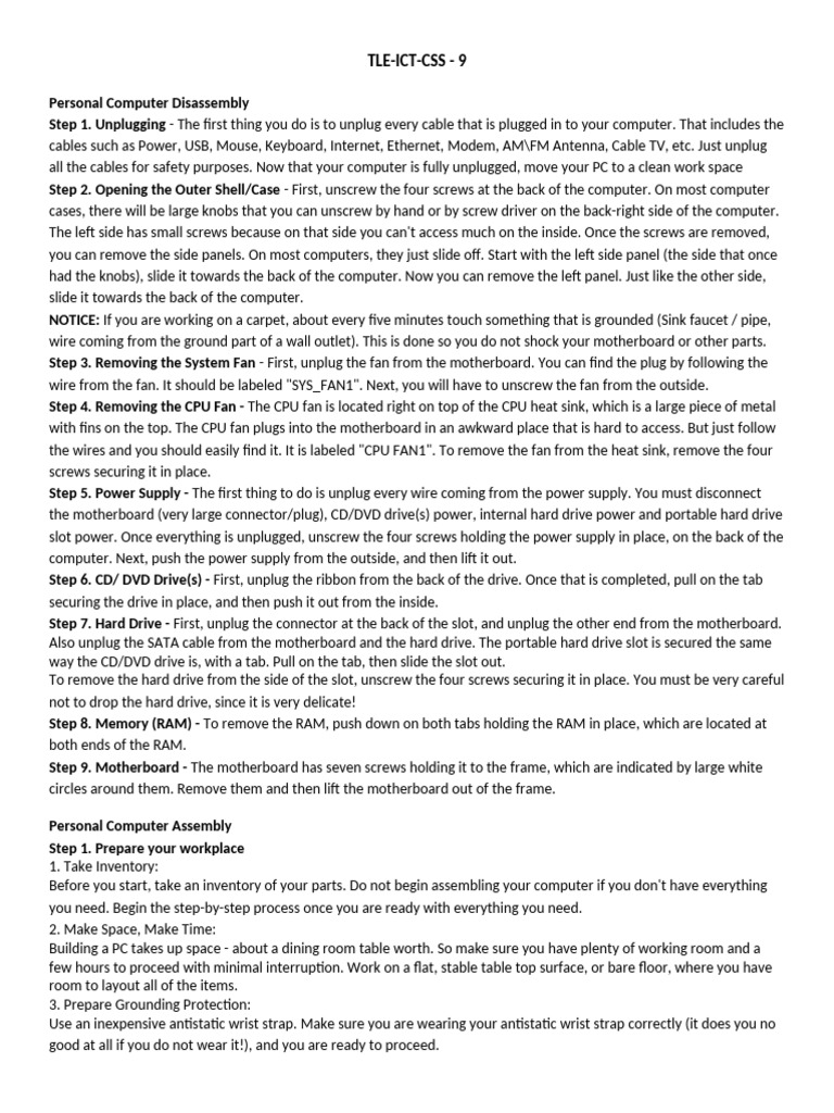 PC Disassembly and Assembly Guide | PDF | Electrical Connector ...