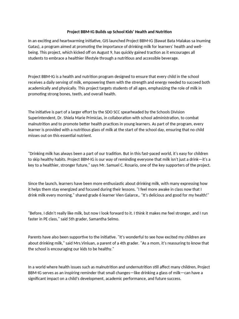 Project BBM-IG | PDF | Nutrition | Diet & Nutrition