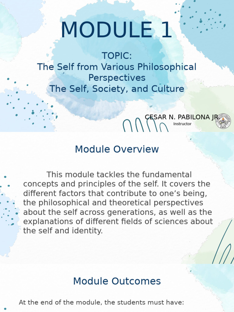 Module 1 Understanding The Self | PDF | Philosophy Of Self | Soul
