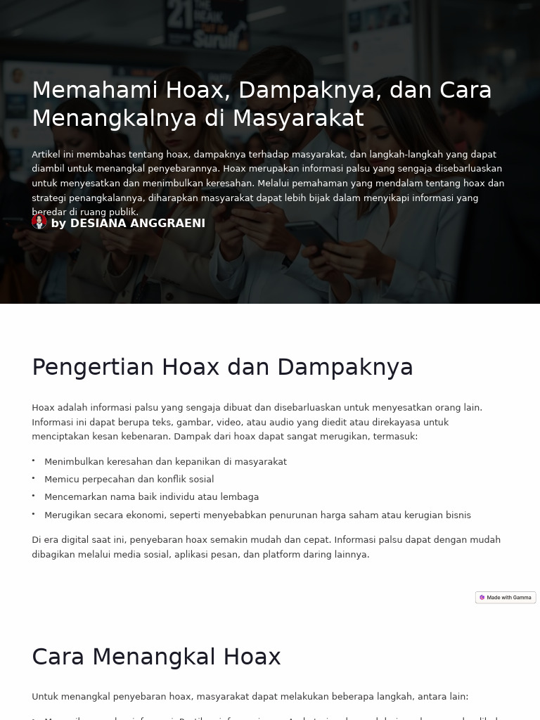 Memahami Hoax Dampaknya Dan Cara Menangkalnya Di Masyarakat | PDF