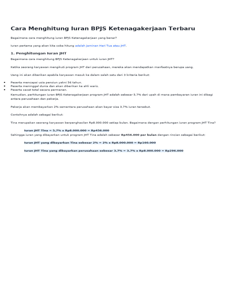 Cara Menghitung BPJS | PDF