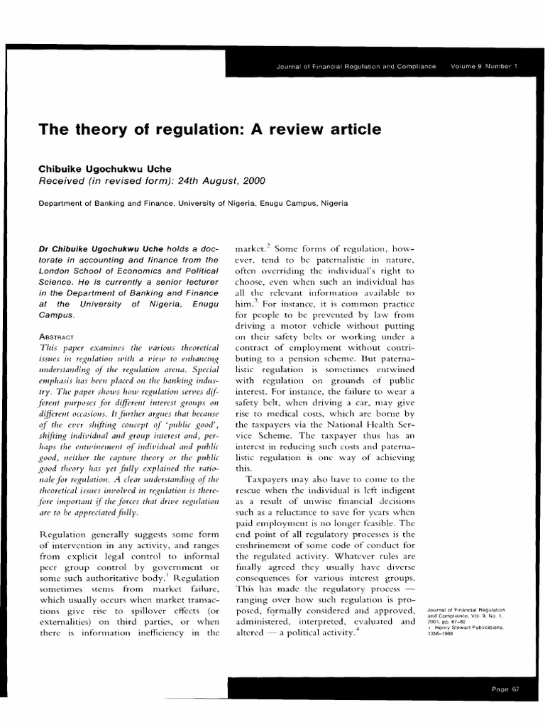 1887 - 38834-The Theory of Regulation - A Review Article | PDF | Law ...