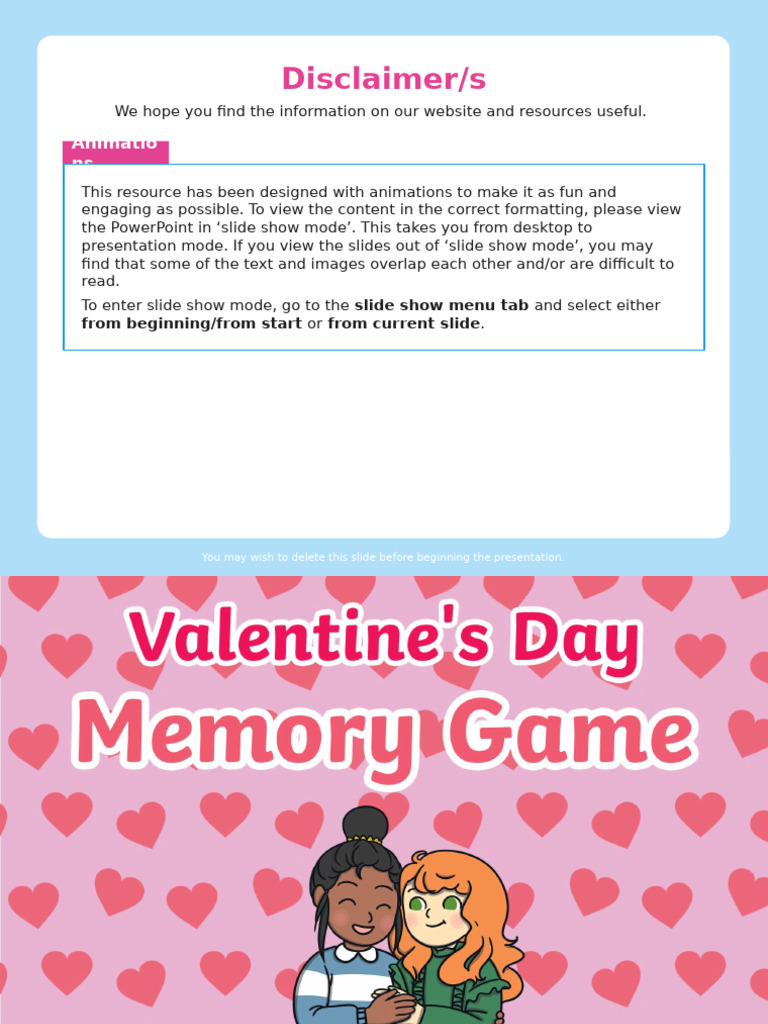 Fun Valentines Day Memory Game Puzzle Powerpoint - V | PDF