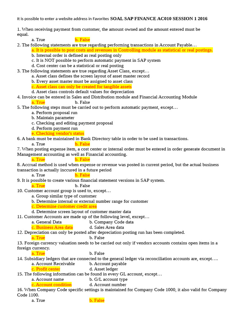 Soal ERP Ac010 | PDF | Accounts Payable | Receipt
