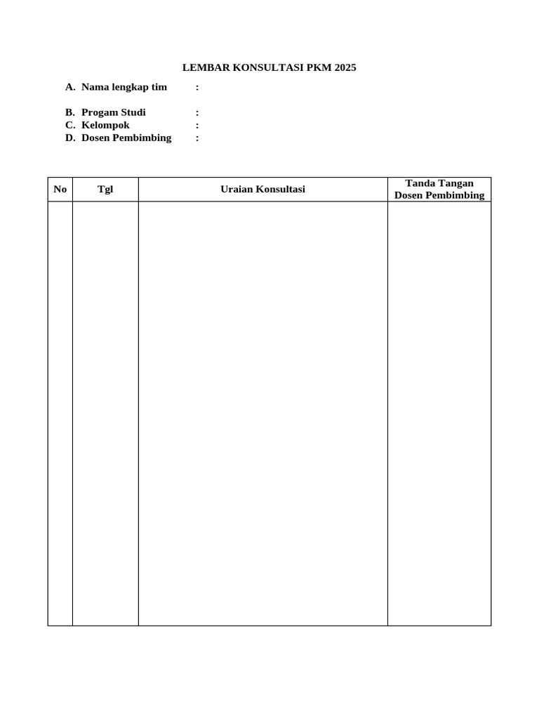 Lembar Konsultasi Pkm 2025 | PDF