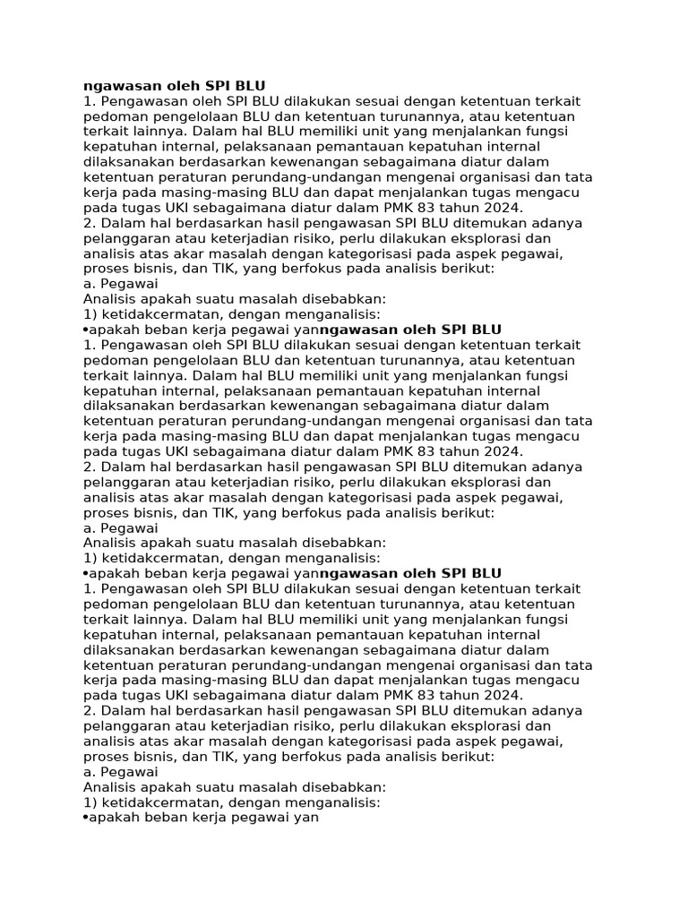 Pengawasan oleh SPI BLU | PDF