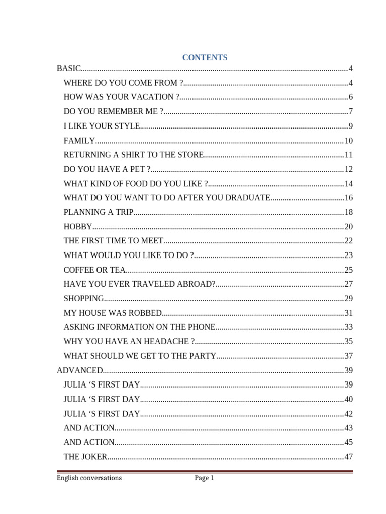 ENGLISH CONVERSATIONS | PDF