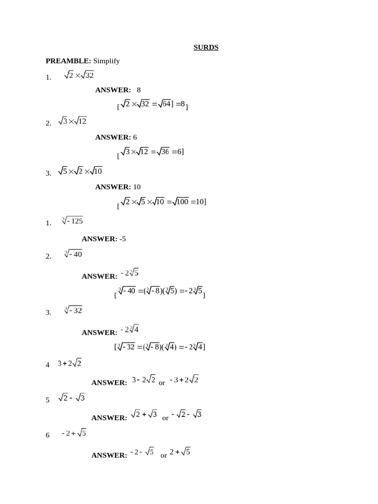 2. SURDS | PDF | Equations | Mathematics