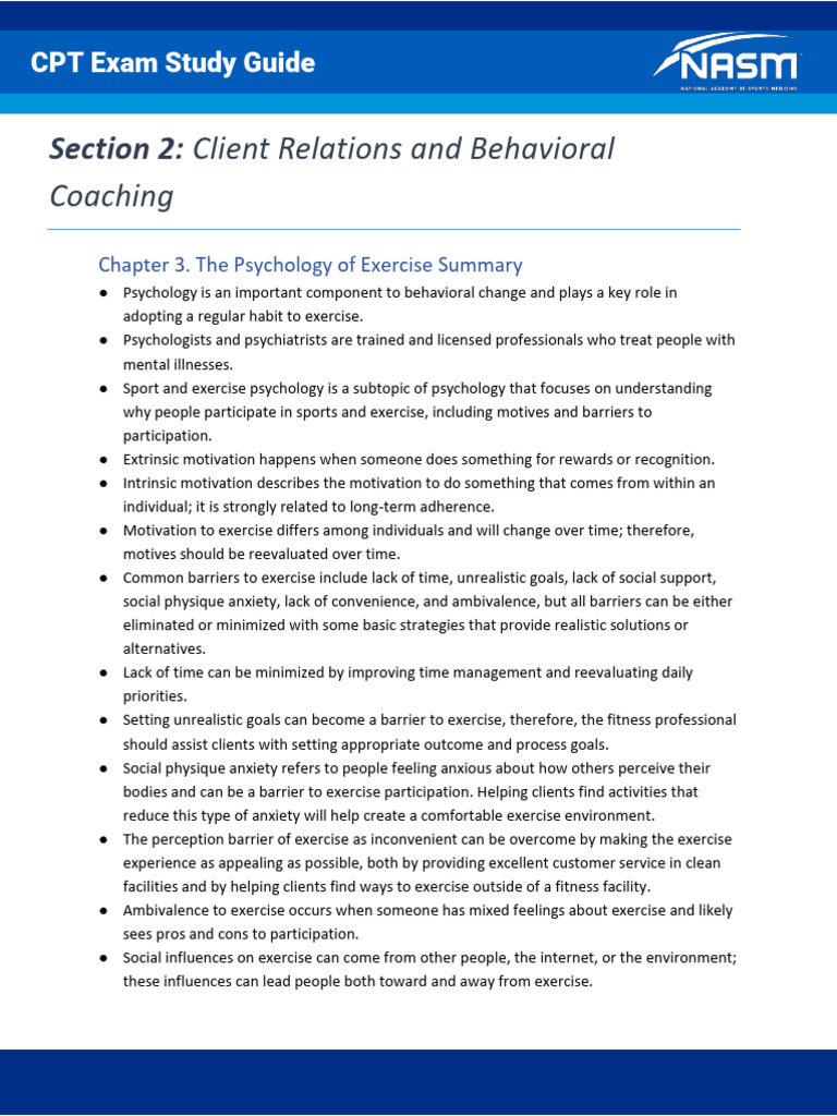 CPT7 Study-Guide Section2 | PDF | Motivational | Motivation