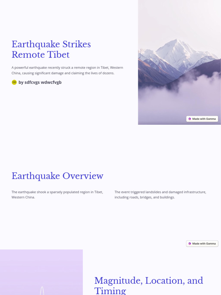 Earthquake Strikes Remote Tibet | PDF | Earthquakes | Disasters
