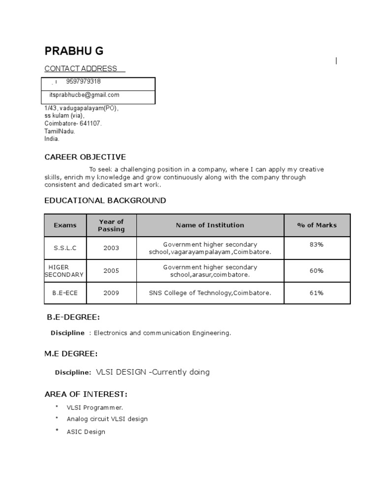 Prabhu Resume1 | PDF | Career & Growth