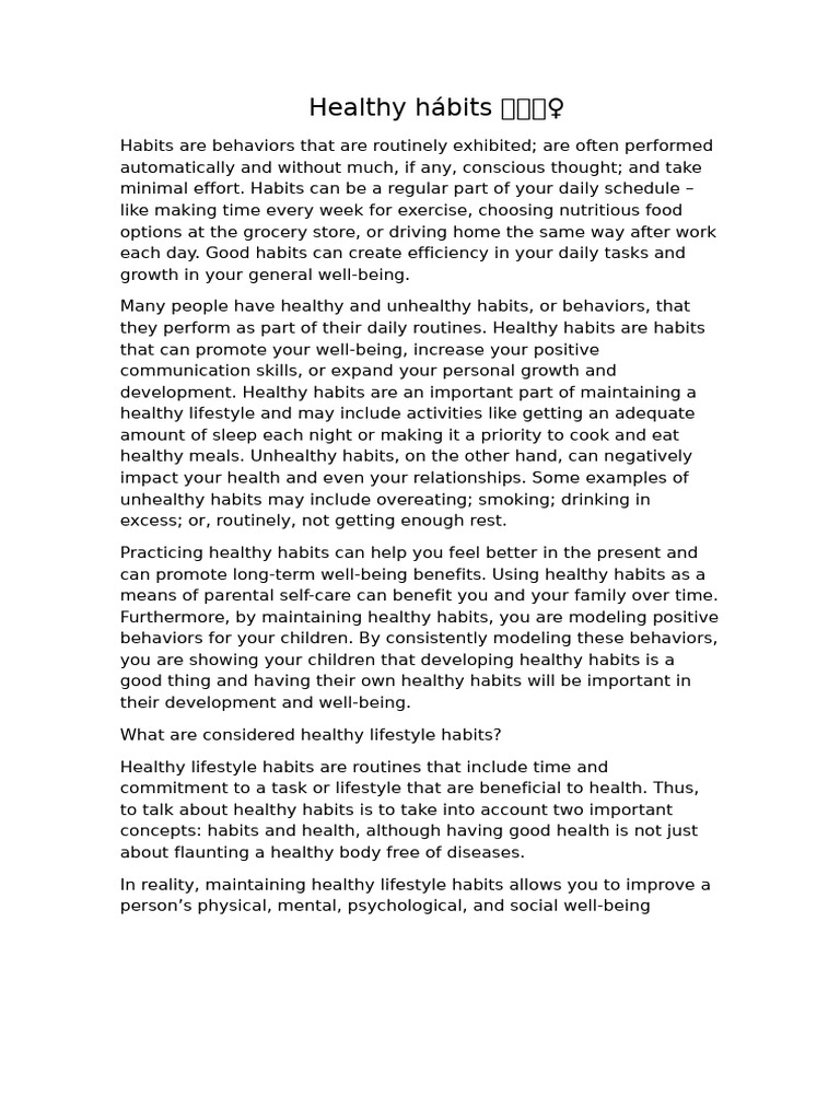 Healthy Hábits | PDF