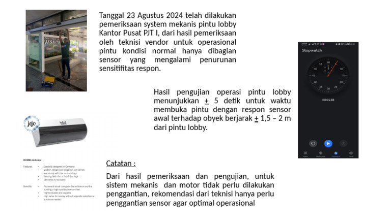 Hasil pemeriksaan pintu lobby | PDF