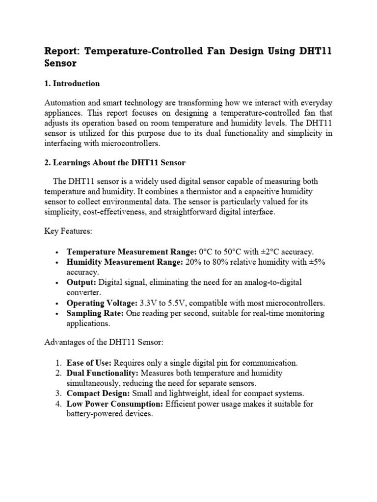 Temp. Control Fan Design (Pragnya Pranati Das) | PDF | Sensor | Humidity