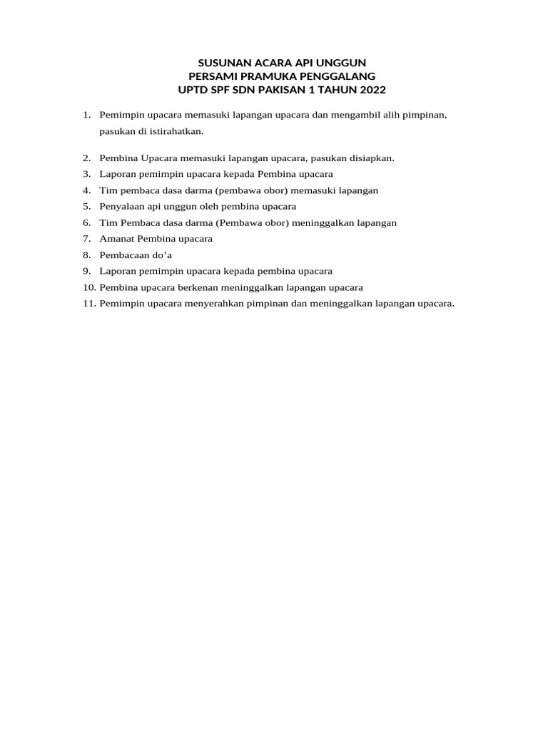 Susunan Acara Api Unggun | PDF