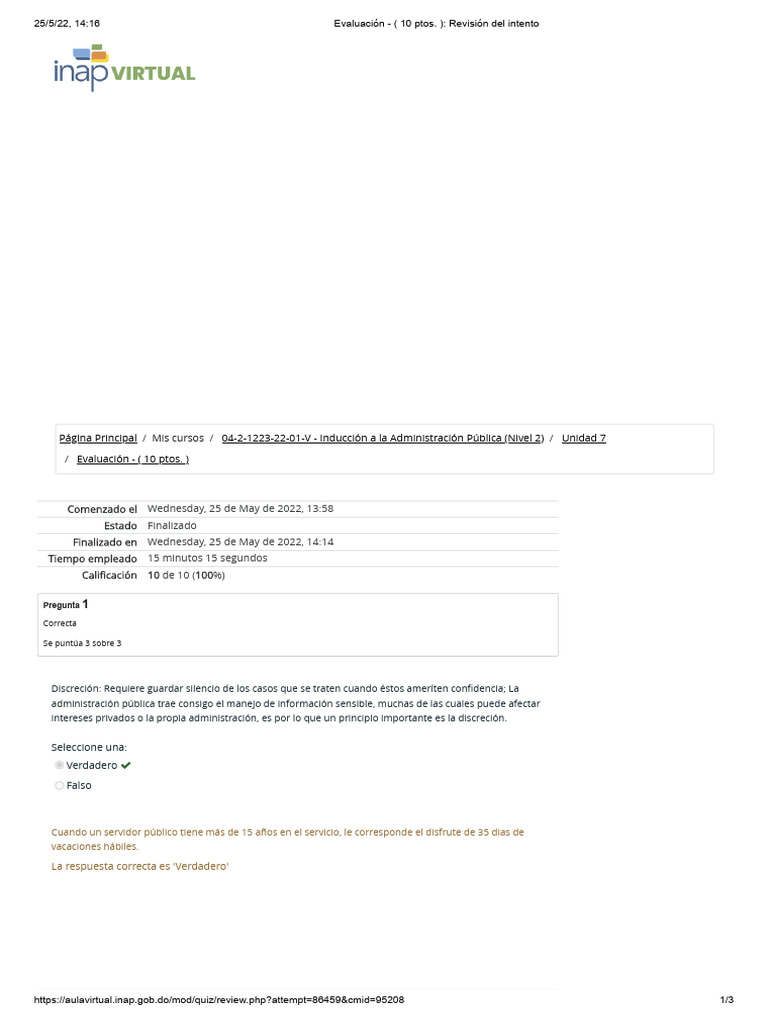 Evaluación - (10 Ptos.) - Revisión Del Intento | PDF