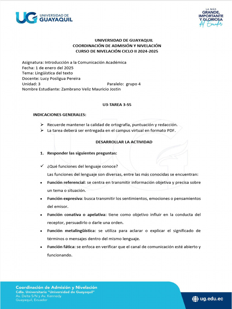 U3-TAREA 3-S5 Zambrano | PDF | Comunicación | Ciencia cognitiva