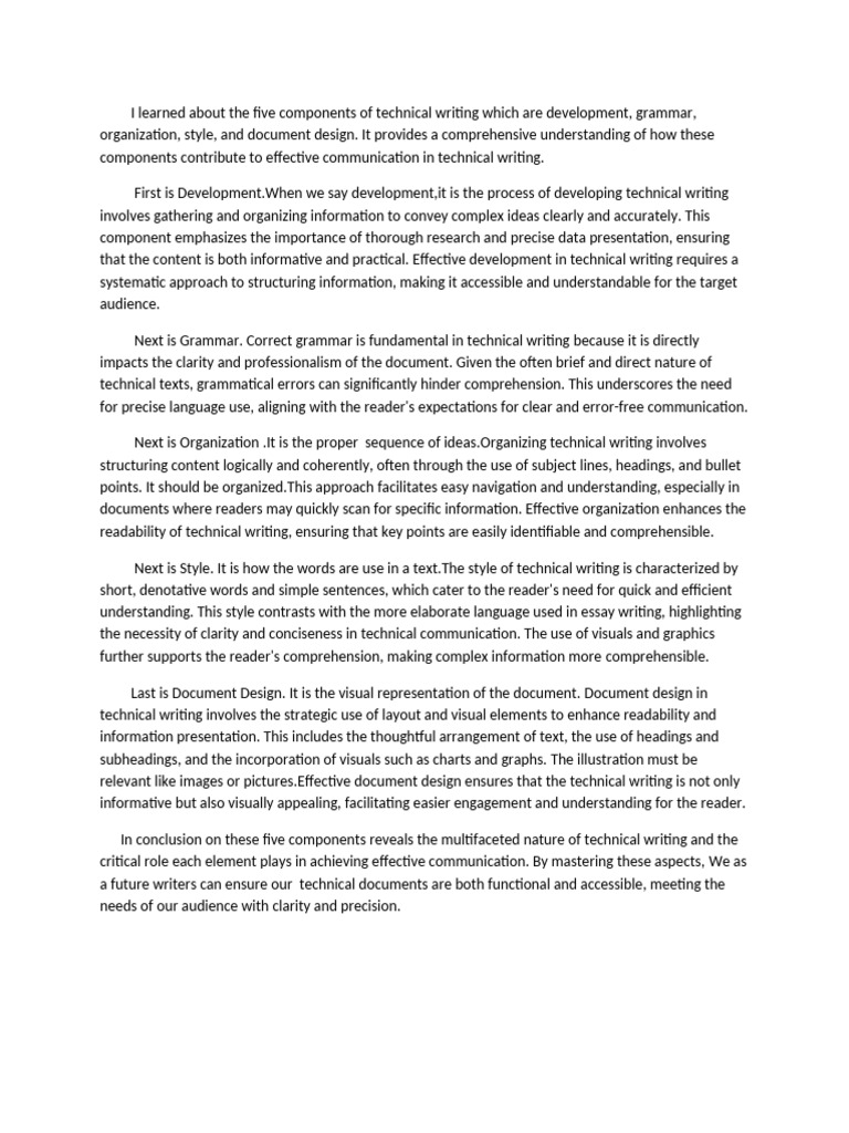 Five Key Components of Technical Writing | PDF | Information ...