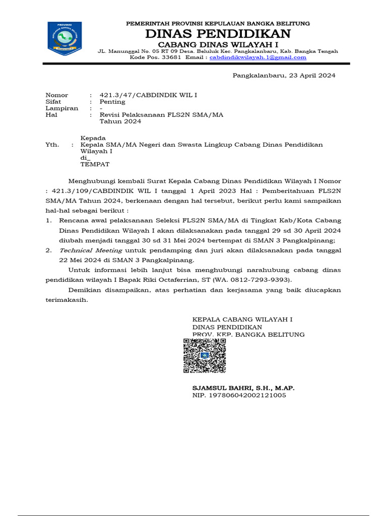 Revisi FLS2N SMA/MA 2024 di Babel | PDF