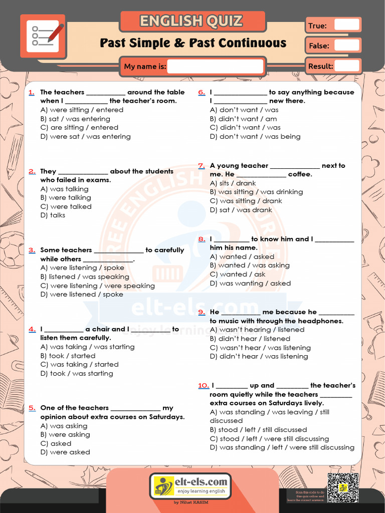 Quiz Past Simple or Past Continuous | PDF