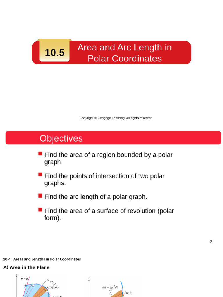 10.5 Areas and Lengths in Polar Coordinates 2 | PDF | Area | Curve