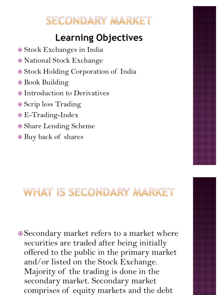 Secondary Market | PDF | Share Repurchase | Futures Contract