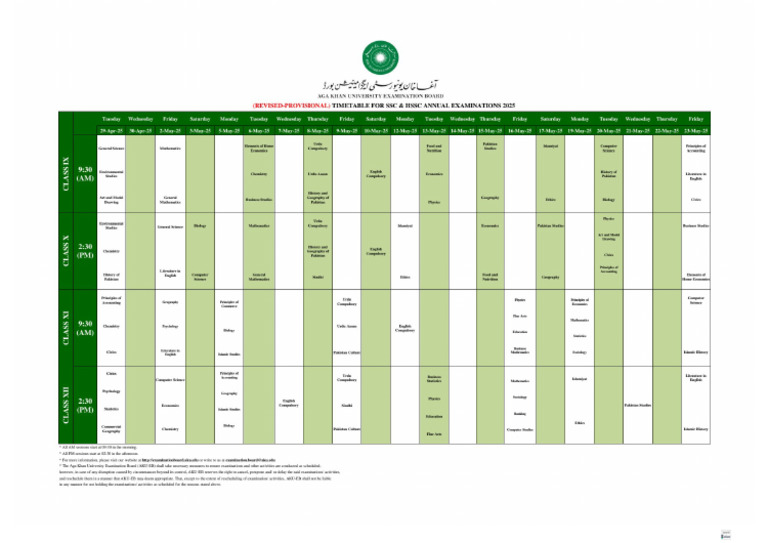 AE25 Provisional Timetable - Theory | PDF
