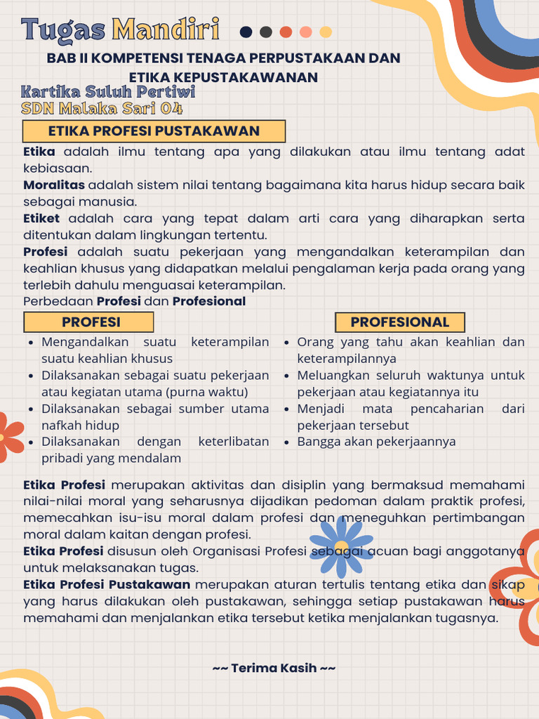 Etika Profesi Pustakawan dan Kompetensi | PDF