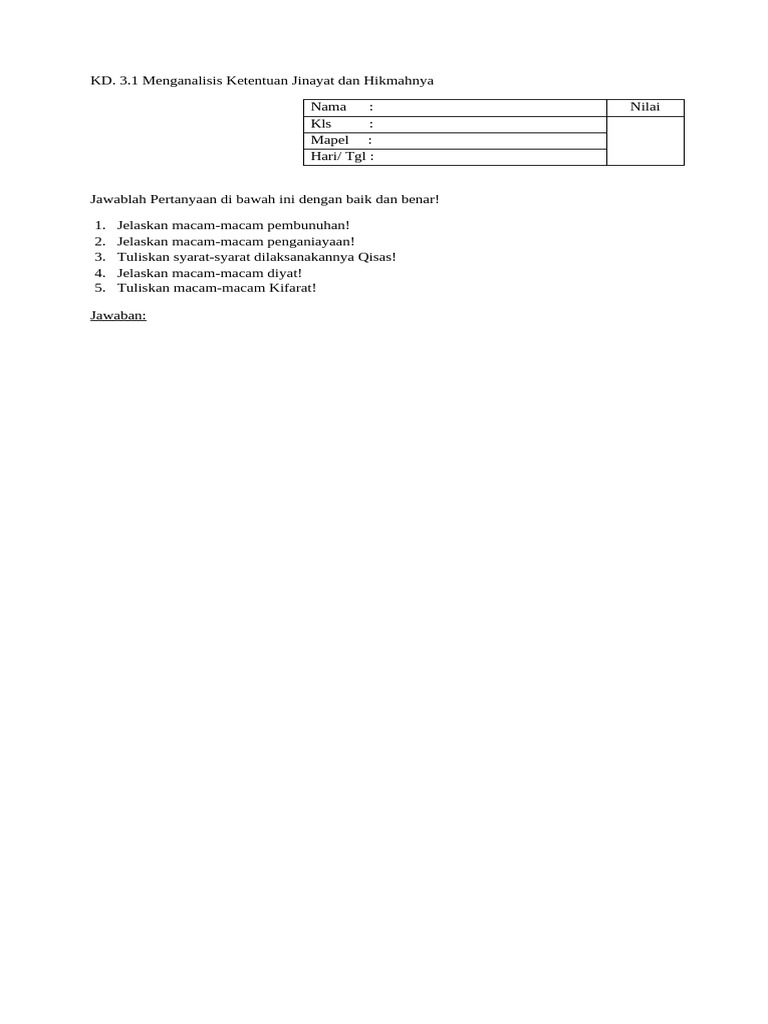 Uh Fikih Xi Ganjil | PDF