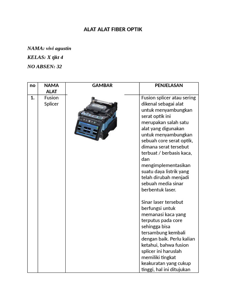 Alat Alat Fiber Optik Rayvana | PDF