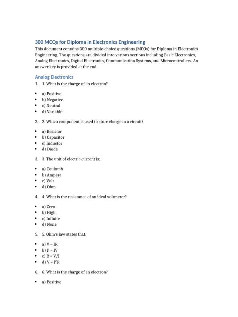 MCQs Electronics | PDF | Signal To Noise Ratio | Frequency Modulation