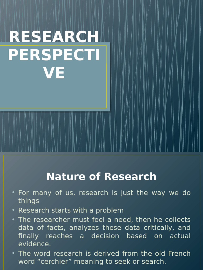 Lesson 1 - Research Perspective | PDF | Knowledge | Experiment