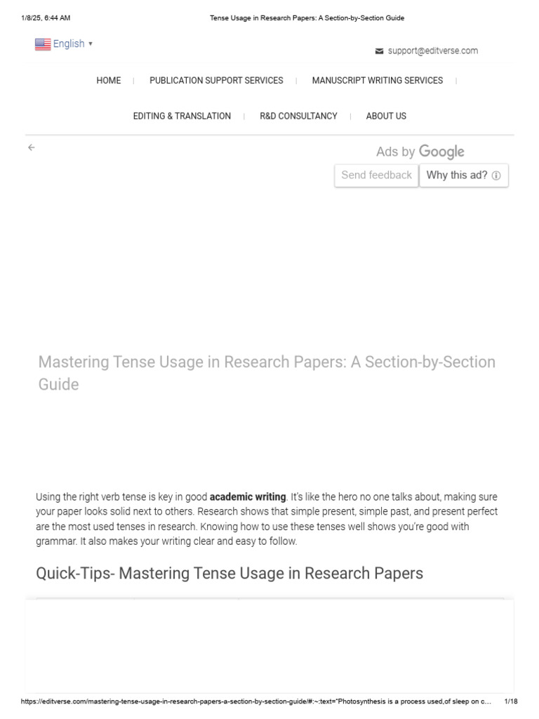 Tense Usage in Research Papers_ A Section-by-Section Guide | PDF ...