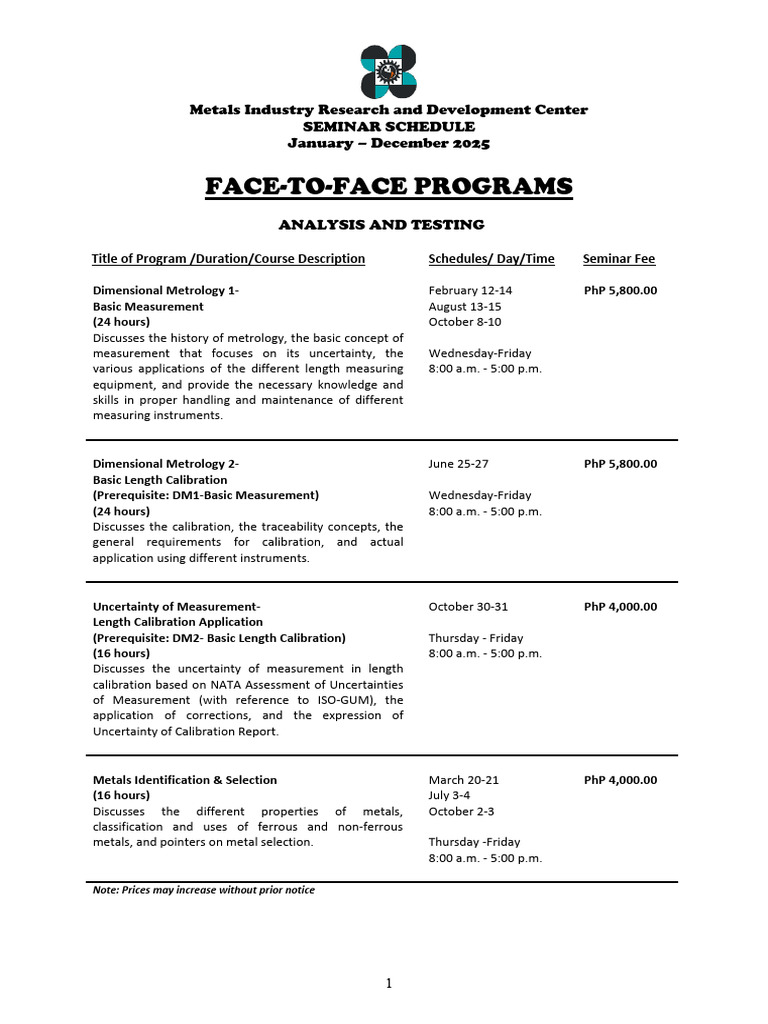 2025 MIRDC Seminar Schedule | PDF | 3 D Printing | Calibration