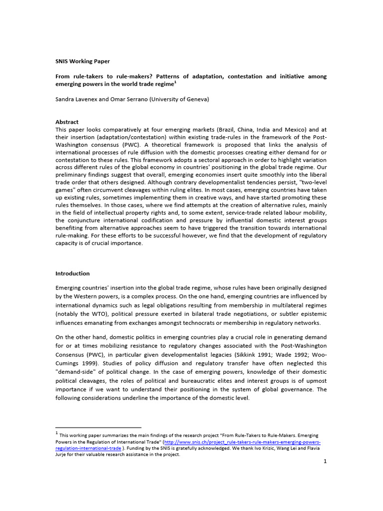 WP. From Rule Takers To Rule Makers Patterns of Adaptation Contestation ...