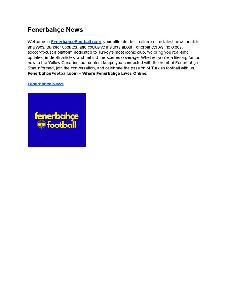 Fenerbahce Football | PDF