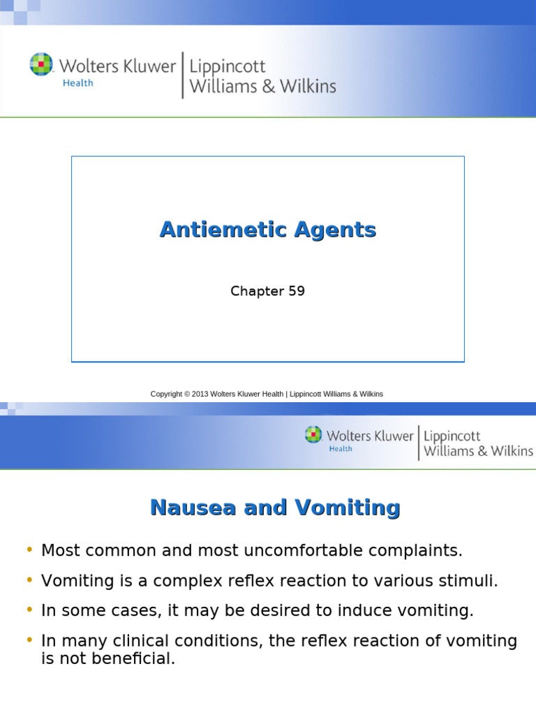 Karch Chp. 59 Emetic and Antiemetics Agents | PDF | Vomiting | Nausea